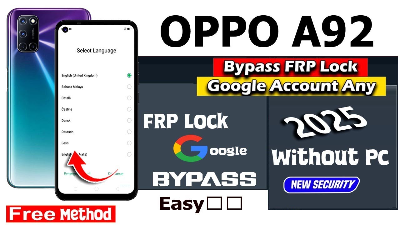 "New Update" Oppo A92 Frp Bypass 2025 👉 Oppo A92 Unlock Google Account ...