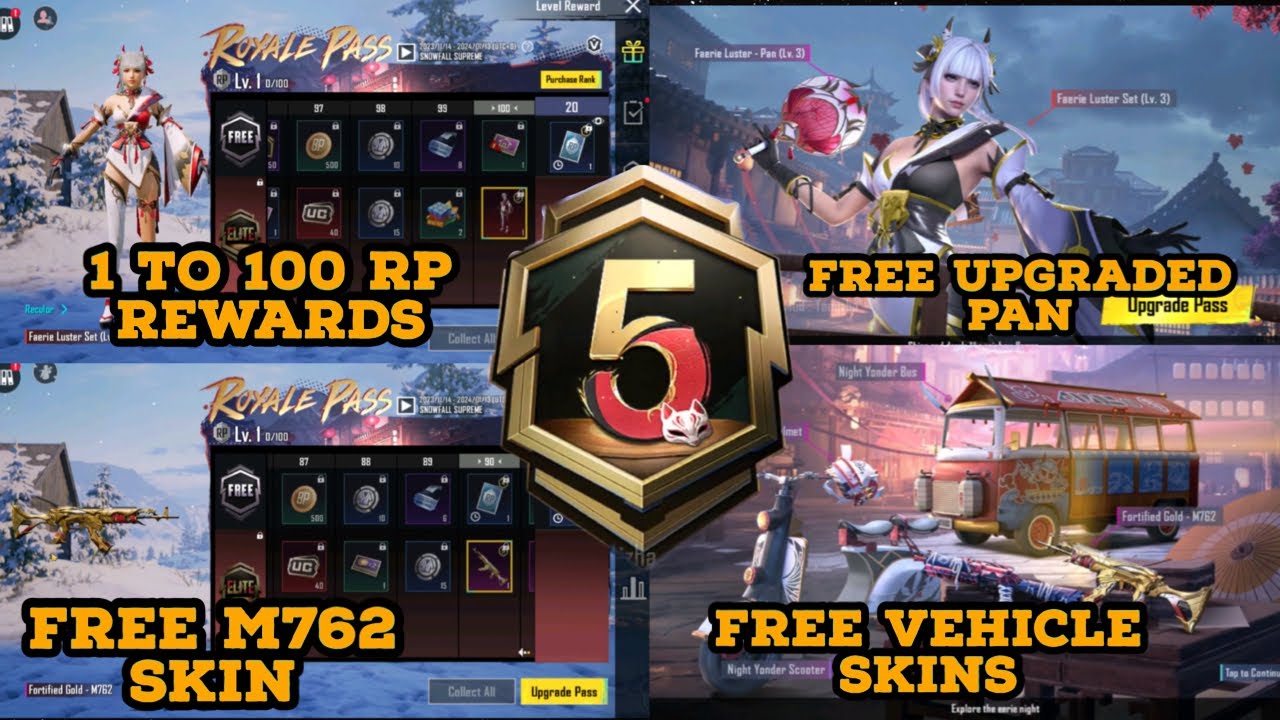 A5 ROYAL PASS CONFIRM 1 to 100 RP REWARDS | FREE M762 SKIN | RP ...