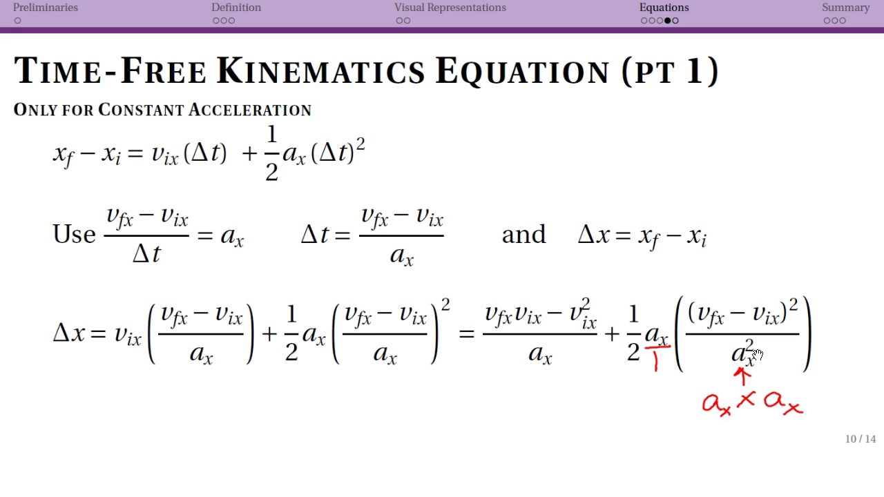 Acceleration: Time-Free Kinematics Equation - YouTube