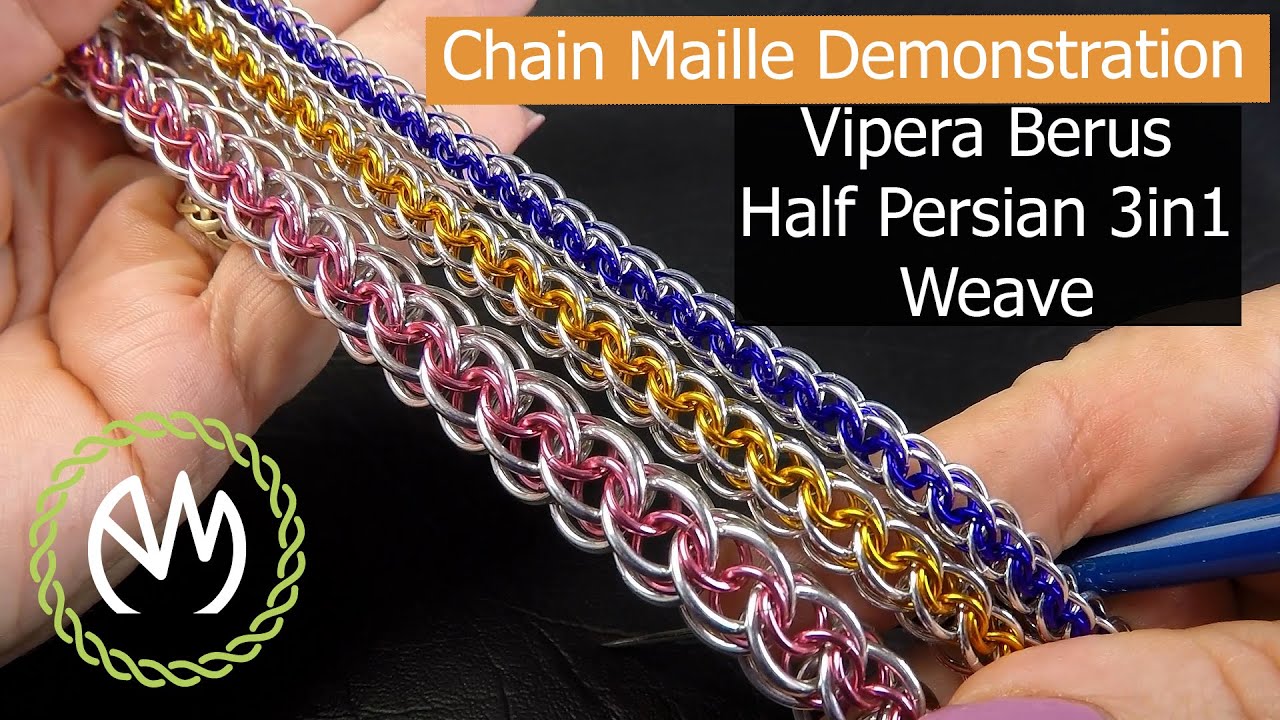 Chain Maille Weave Tutorial - Vipera Berus Half Persian 3in1 - YouTube