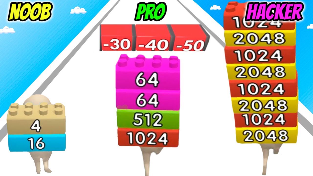 Brick Runner 2048 - NOOB vs PRO vs HACKER - YouTube