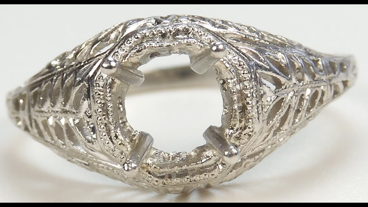Antique 1920's Engagement Mount Platinum Hold 6-6.5MM Ring Size 6.75 UK ...