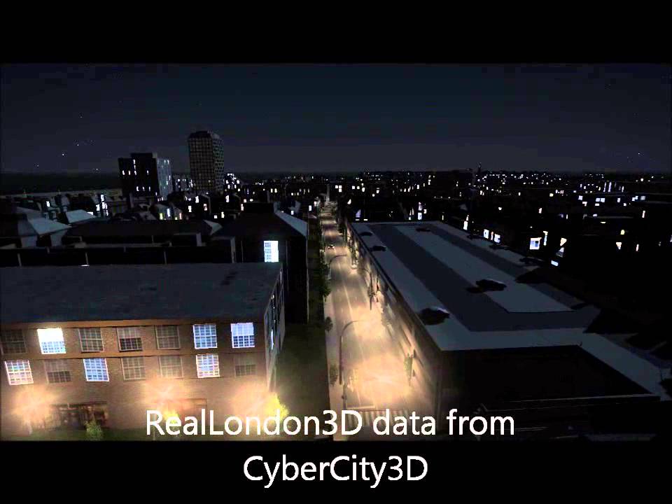 London Scene (CityEngine, CyberCity3D and LumenRT first export) - YouTube