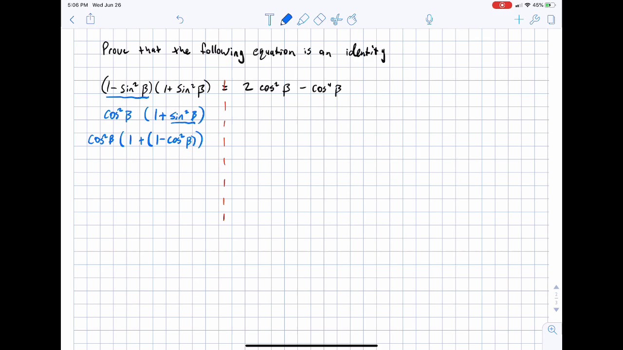 Verifying Trig Identities 5 - YouTube