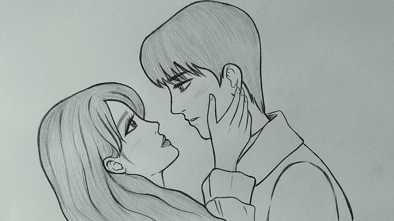 Croquis Au Crayon De Couples Dessin Au Crayon D'un Couple Magnifique