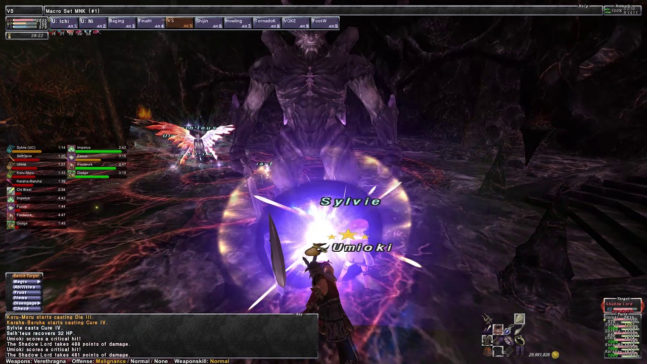 FFXI MNK Solo - The Shadow Lord Battle (VD) - YouTube