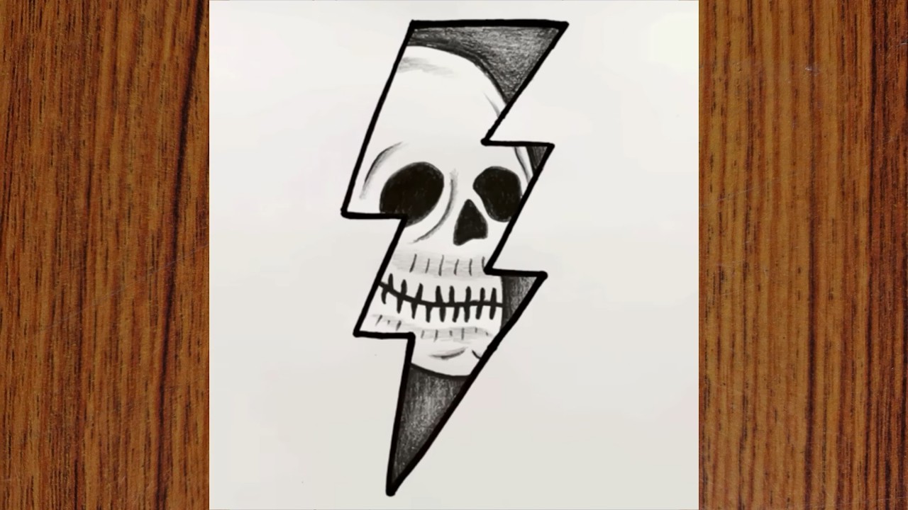 Drawing of a skull in lightning || How to draw a skull - YouTube