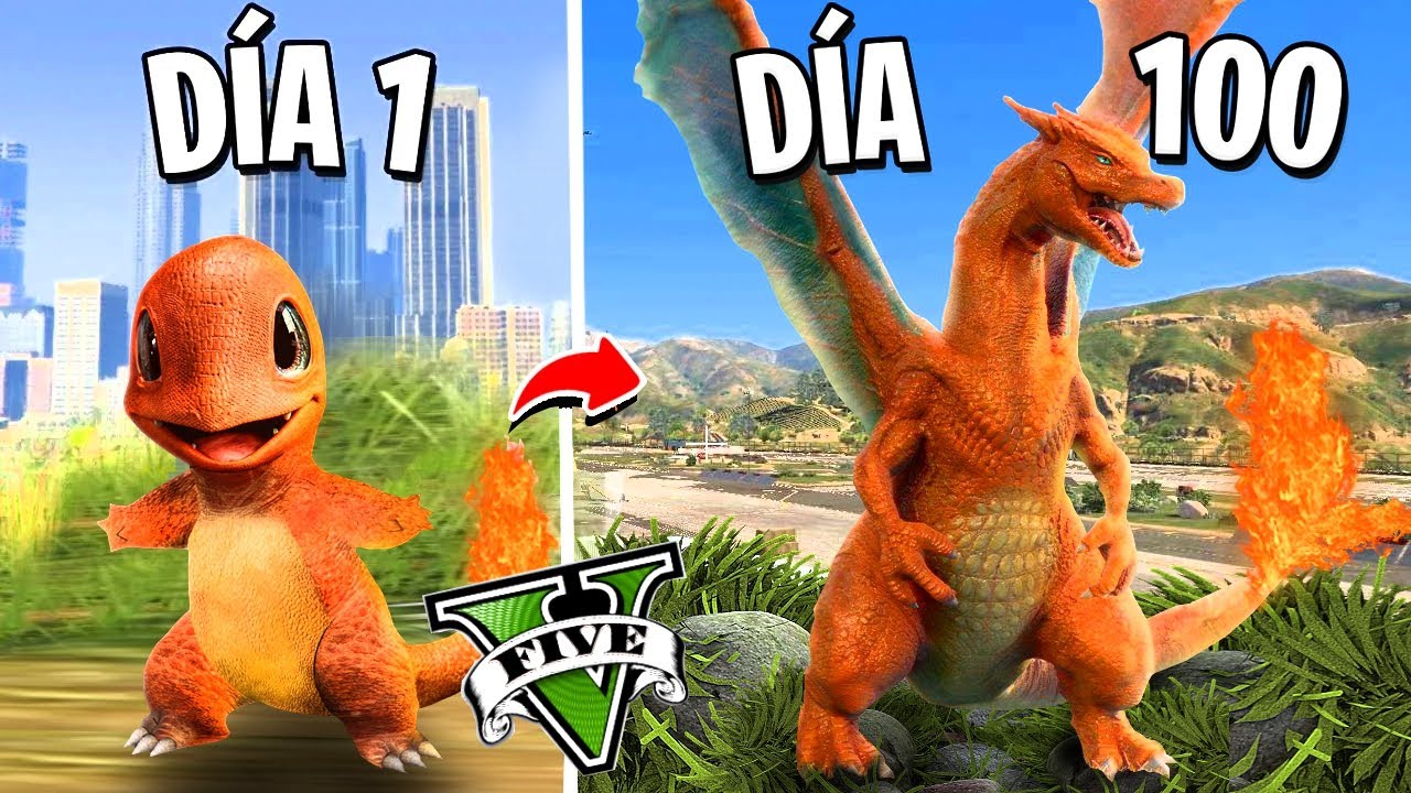 SOBREVIVÍ 100 DÍAS como CHARIZARD en GTA 5!! (Pokémon mod) - YouTube