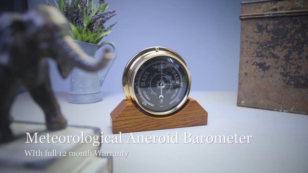 Brass Traditional Barometer & English Oak Mount - YouTube