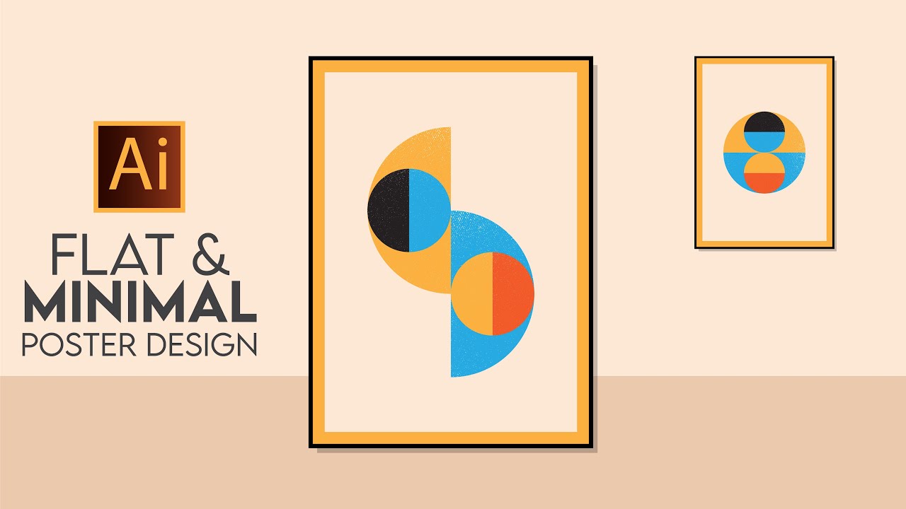 How to create minimal & flat design poster in illustrator - YouTube