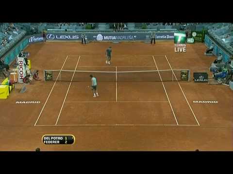 Amazing dropshot Federer on serve Del Potro Semi Final Madrid 2009 ...