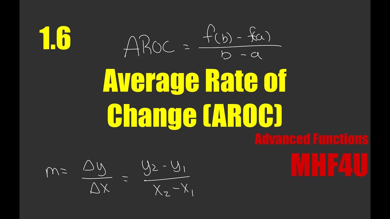 Average Rate of Change (AROC) | MHF4U Unit 1 Lesson 6 (Grade 12 ...