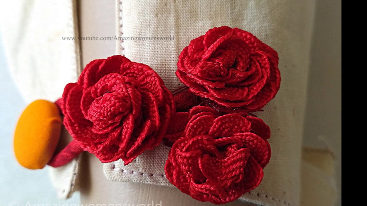 Elegant Tiny Rose Fancy Buttons Easy making at home / Fabric Hand made ...