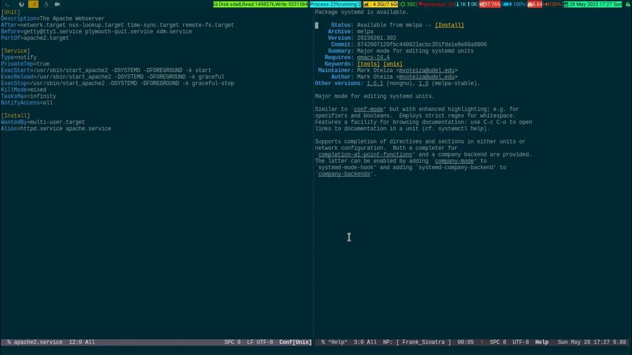 Emacs Systemd Package Helps Systemd Unit File Syntax Highlight 2023_05_28_17:26:16 - YouTube