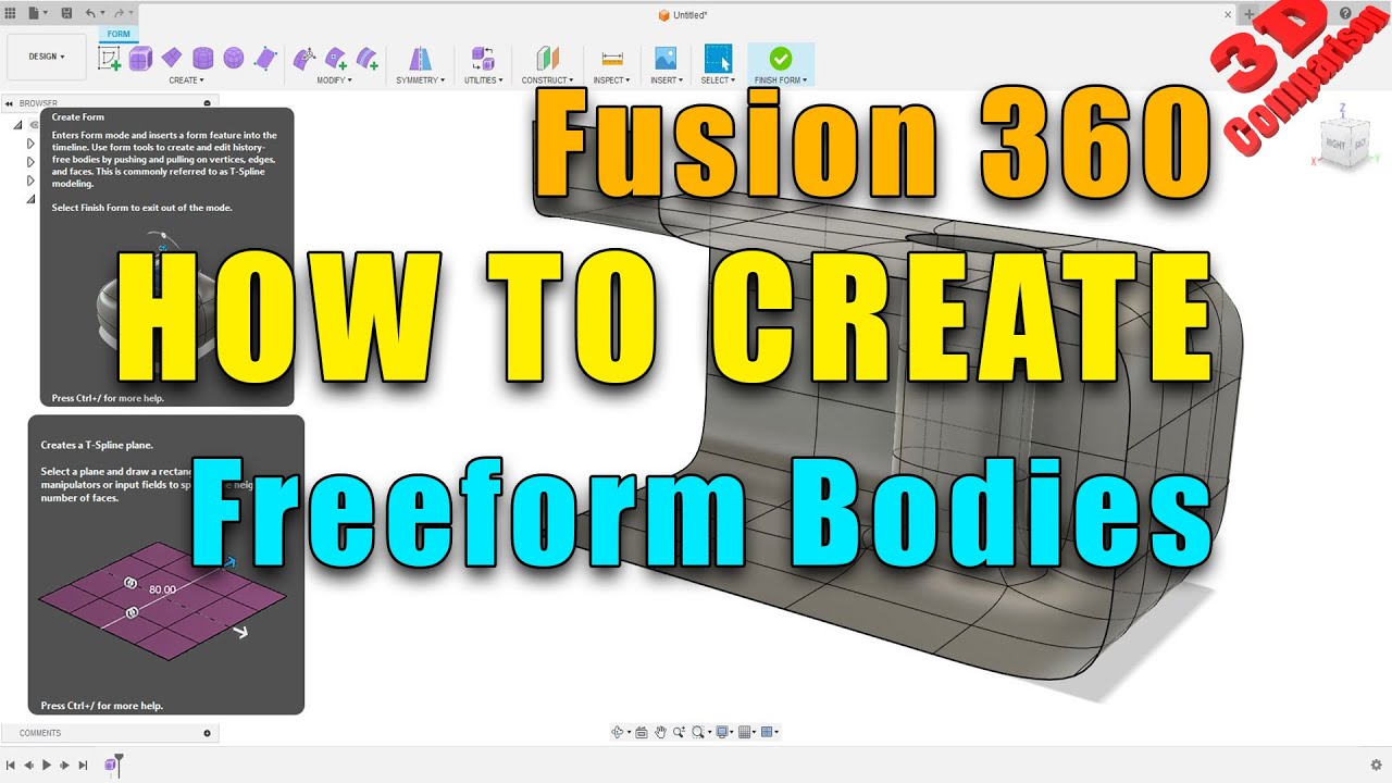 How to create freeform bodies in #fusion360 - YouTube