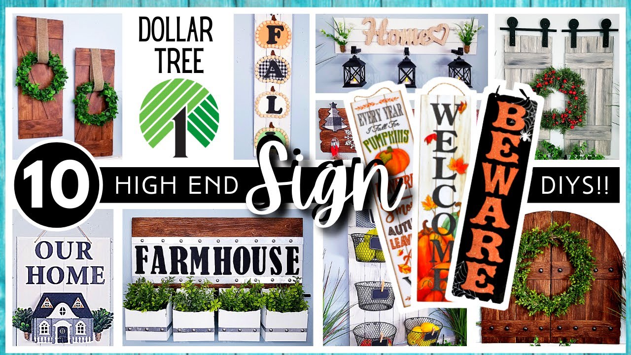 BEST TOP 10 DOLLAR TREE SIGN DIYs | HIGH END Decor | AMAZING Wall Decor ...