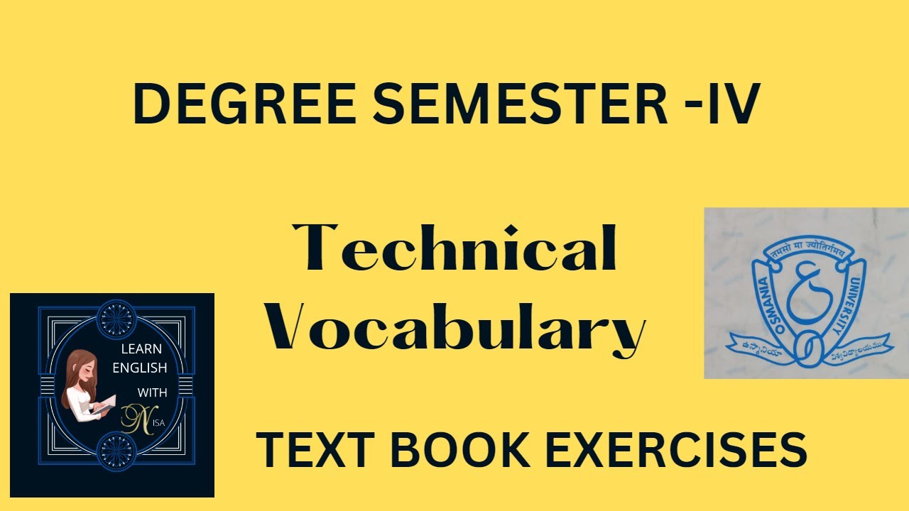 Degree 4th semester Technical Vocabulary Text book exercises|| Osmania University - YouTube
