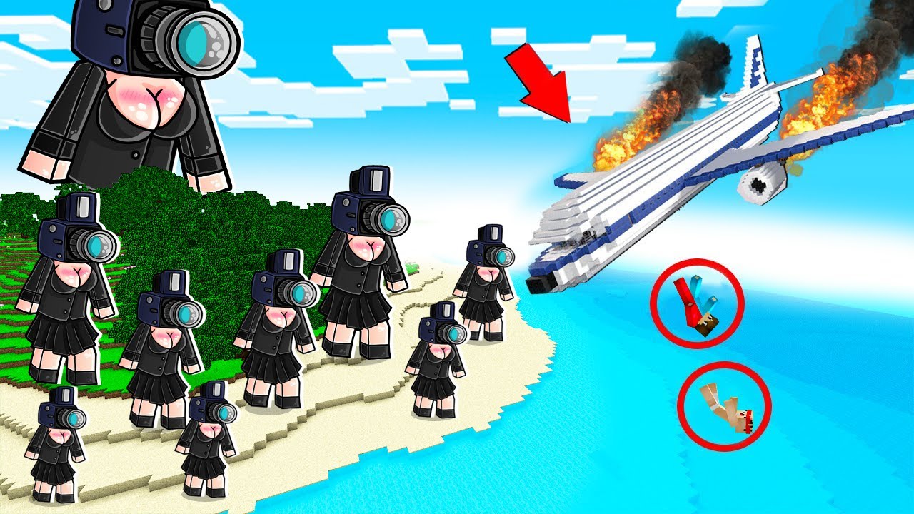 🇺🇦 ПАДІННЯ НА ОСТРІВ КАМЕРАВУМЕН У МАЙНКРАФТ! БАКІ І НУБІК CAMERAWOMAN ...