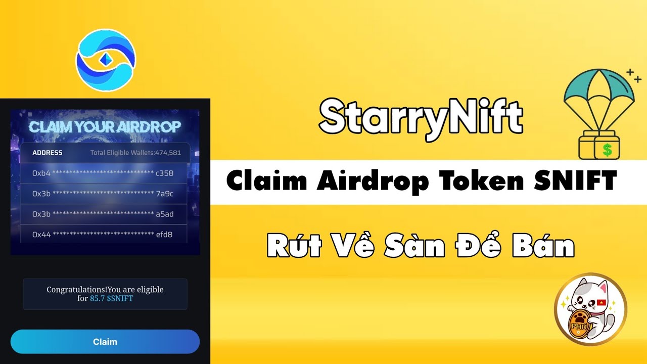 StarryNift - Hướng Dẫn Kiểm Tra Claim Airdrop Token SNIFT Rút Về Sàn Bán - YouTube