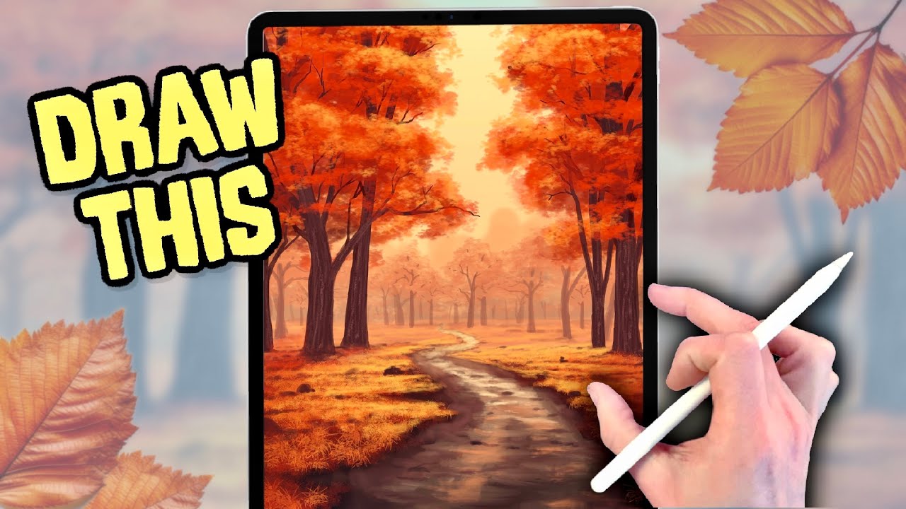DRAW A FALL AUTUMN WOODLAND - Procreate landscape drawing tutorial ...
