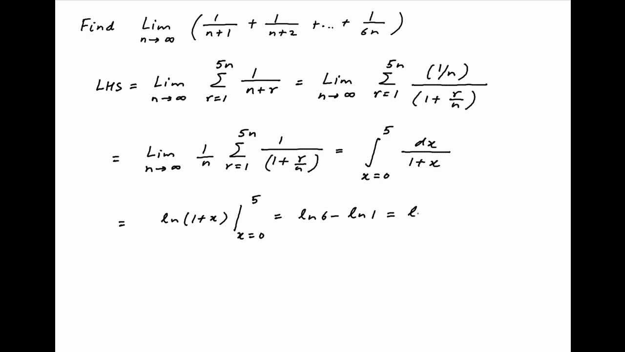 Find The Limit Of 1 n 1 1 n 2 1 n 3 1 6n As N Tends