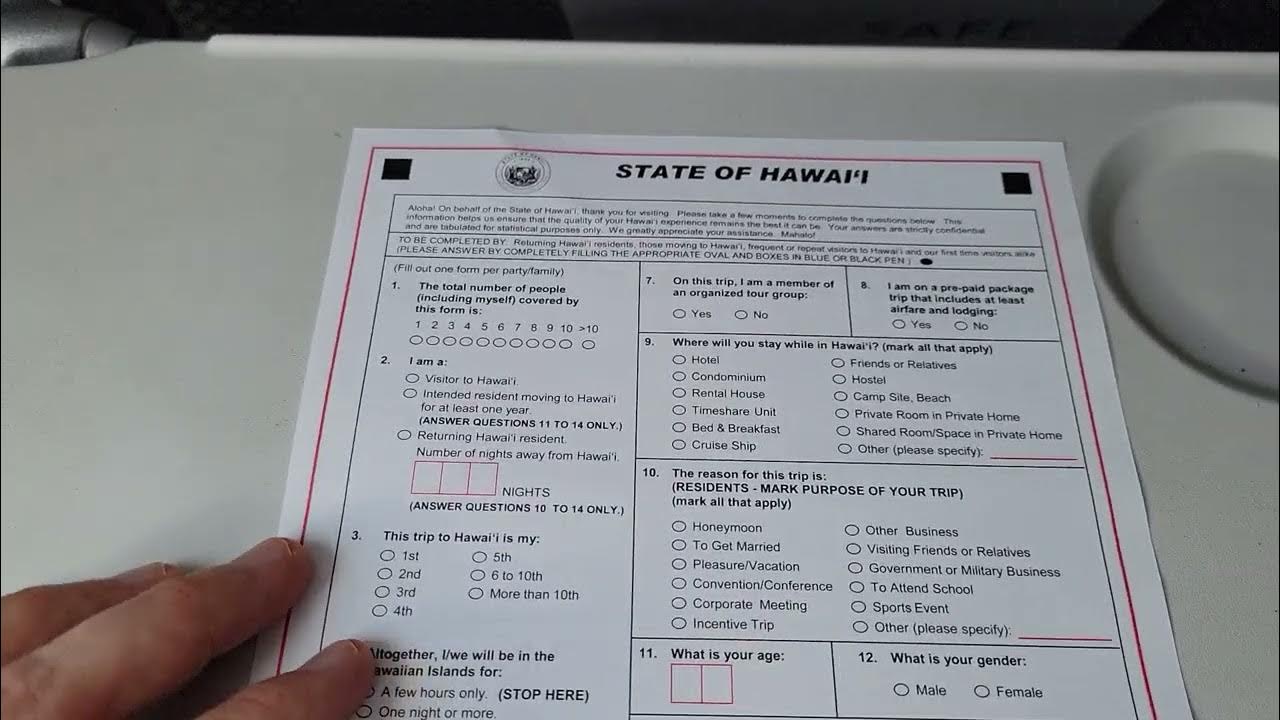 How to fill out the Declaration Form on a Flight to Hawaii - YouTube