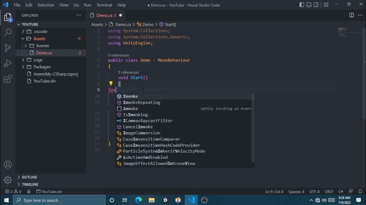 How to use Invoke Repeating in unity - YouTube