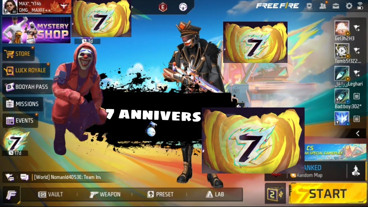 free fire 7 anniversary new update glue wall wala event bilkul aasan ...