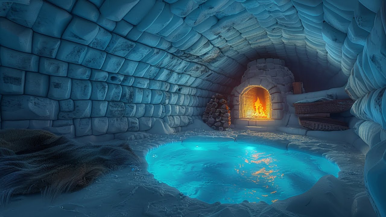 🧊 Igloo Indoor Hot Spring Pool Escape | Relaxation for Sleep, Study ...