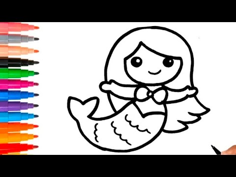 How To Draw A Mermaid Drawing Painting Coloring For kids & Toddlers ...