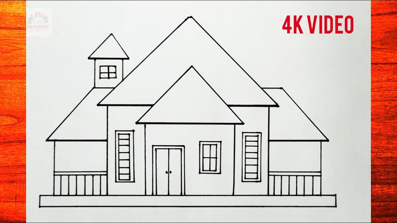 How to draw a house step by step, very easy home drawing, কিভাবে ঘরের ...