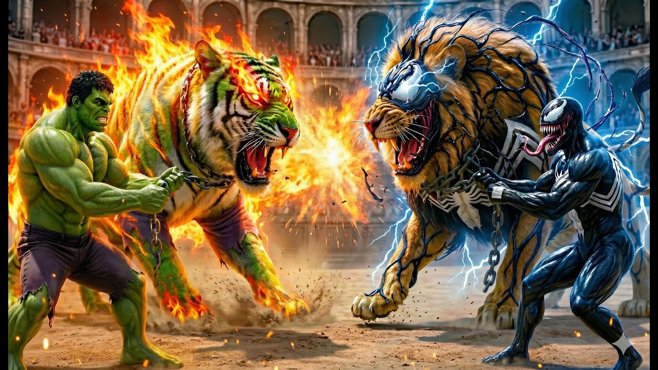 ⚔️ Legendary VENOM Lion 🆚 Savage HULK Tiger | Ultimate Wild Animal ...
