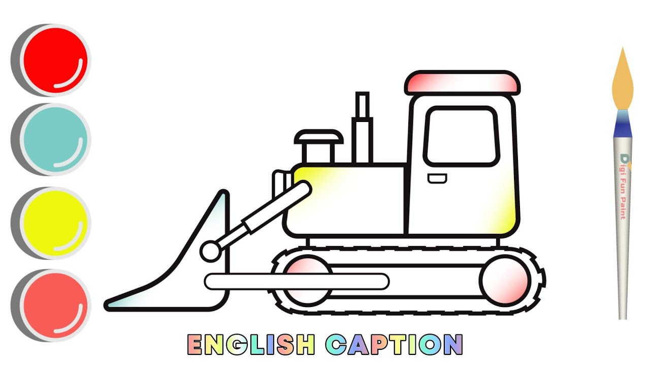 Bulldozer ! | Menggambar mewarnai dengan mudah untuk anak- anak |Mesin ...