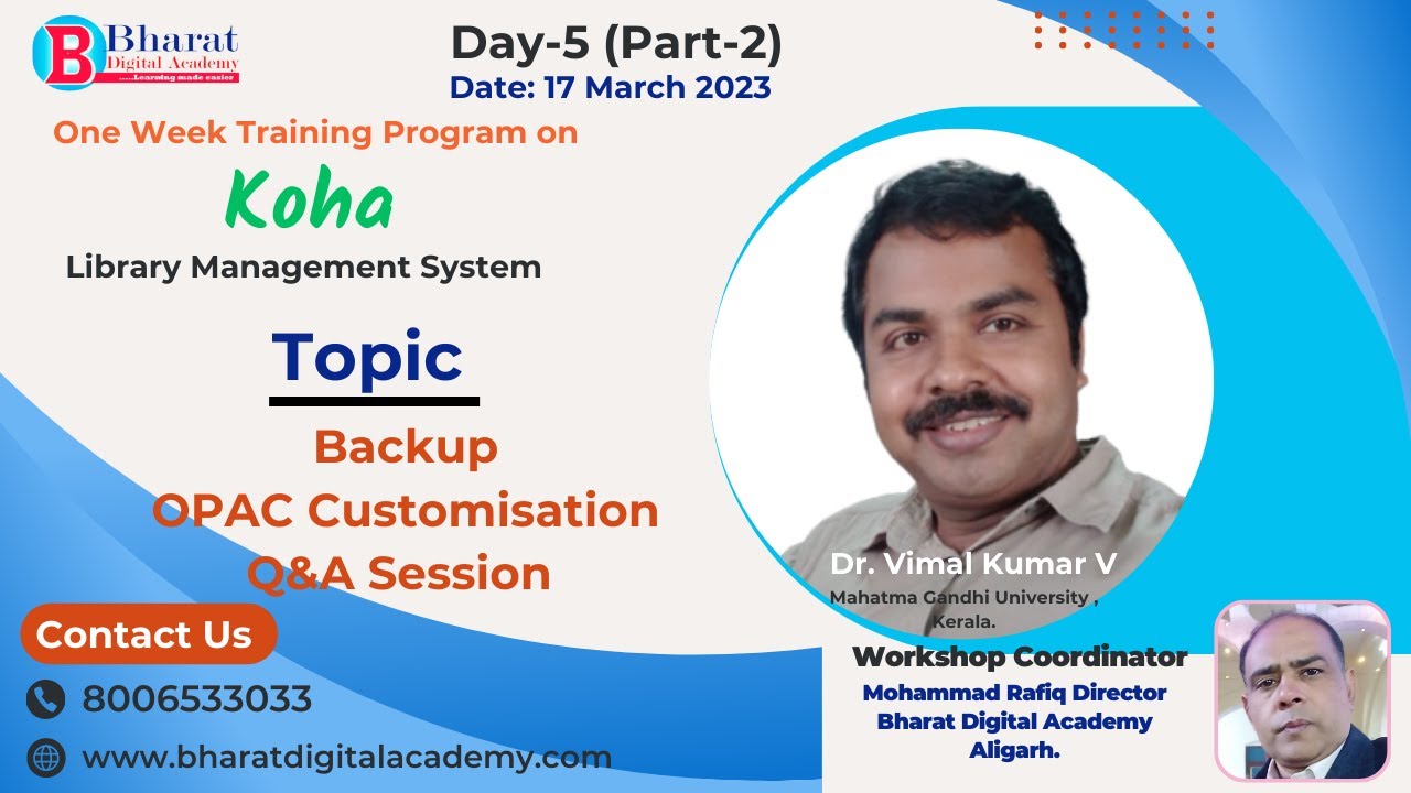 Backup OPAC Customization and Q&A session Koha Day 5 Part 2 - YouTube