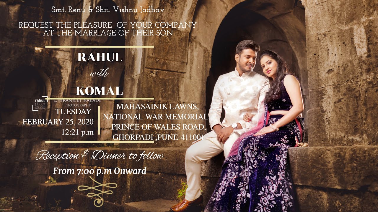 Rahul & Komal || Wedding Invitation || 25-02-2020 - YouTube