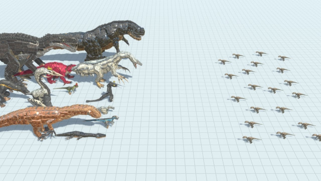Velociraptor Swarm vs 20 Workshop Dinosaurs ARBS Animal Revolt Battle ...
