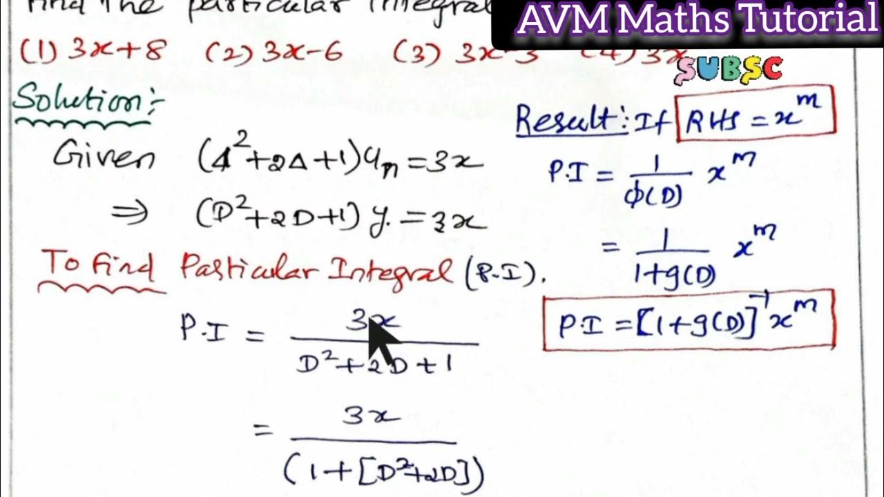 ODE | particular Integral | Complementary function | 2nd order DE | #tnset2024 | TNSET Maths ...
