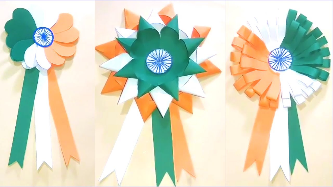 Independence Day Craft Ideas / Tricolor flower / Tiranga Badge / Paper ...