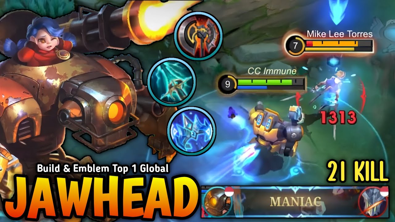 21 KILLS + MANIAC!! TRY THIS NEW 1 SHOT BUILD & EMBLEM FOR JAWHEAD ...
