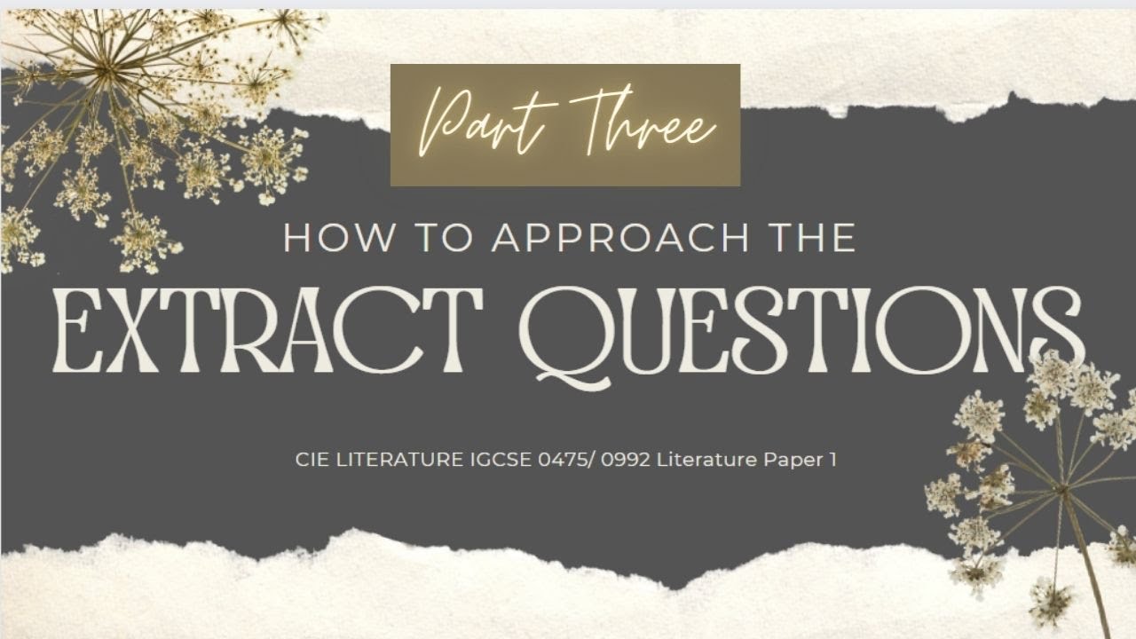 How to approach the extract questions? | Pt 3 - YouTube