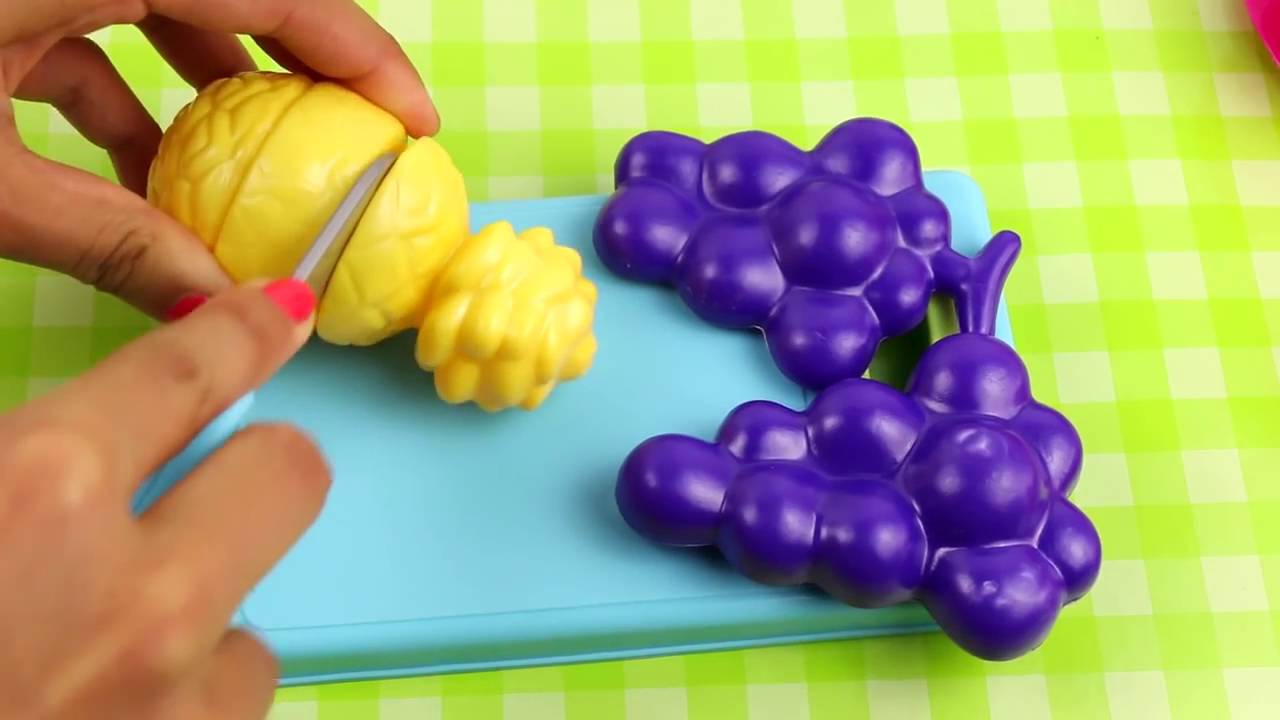 Toy Cutting Food Fruit Vegetables Velcro Cooking Playset - YouTube