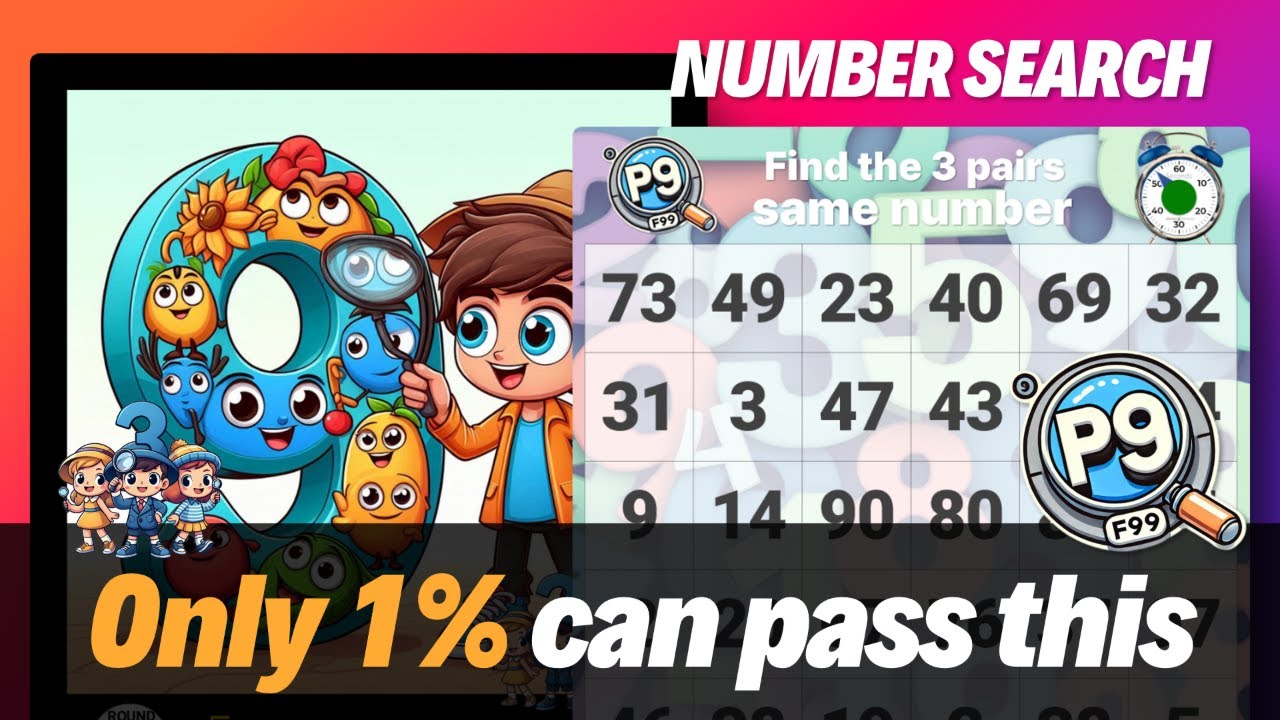 🔍9️⃣9️⃣ Number Search, Only 1% can pass this, Daily Brain Exercise ...