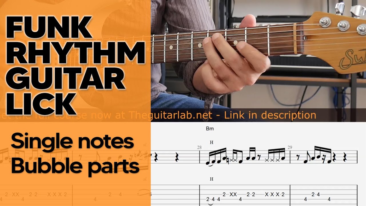 Funk Rhythm Guitar Lick : bubble parts / single notes - YouTube