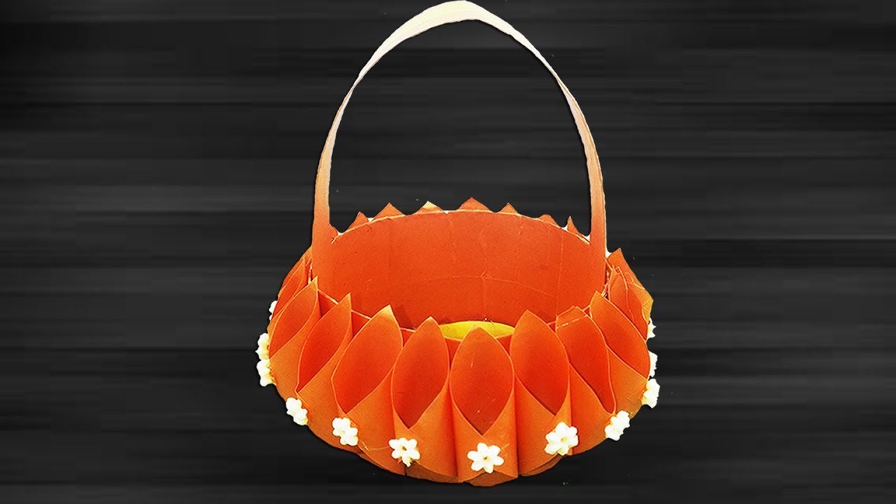 DIY Basket-How to make diy basket in easy way with color papers - YouTube