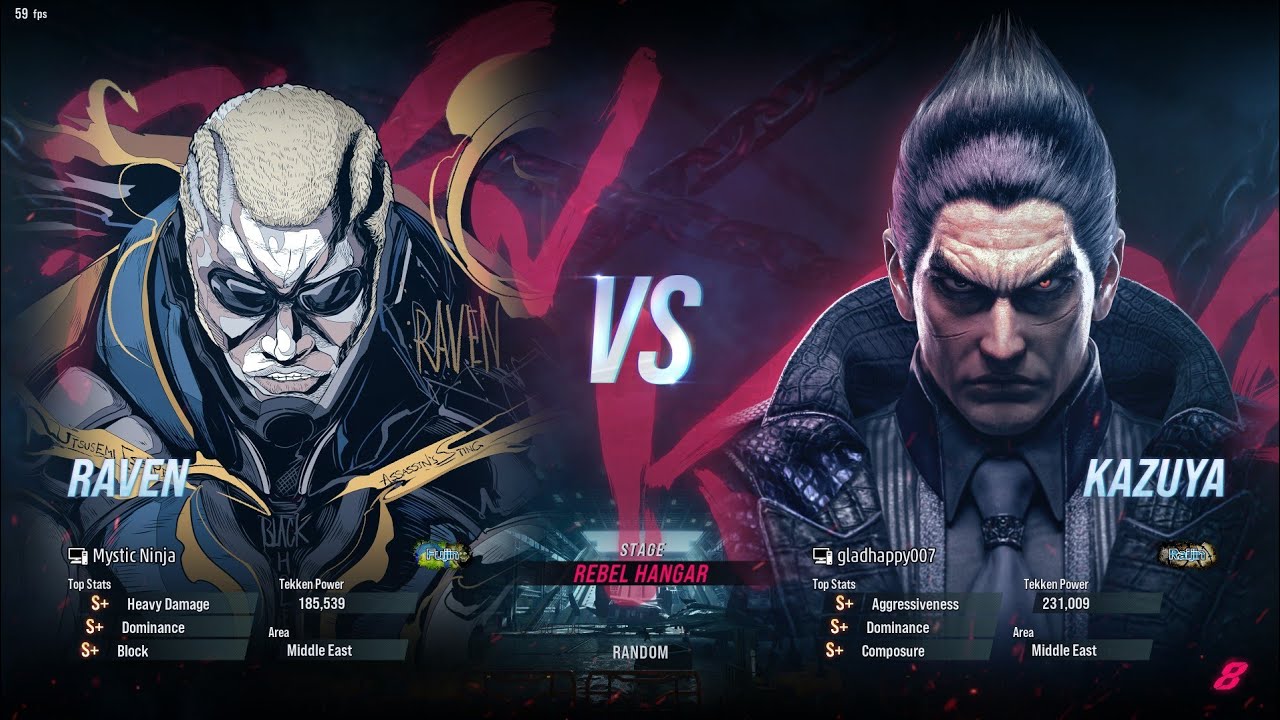 Tekken 8 Mystic Ninja (Raven) Vs gladhappy007 (Kazuya) Ranked Match ...