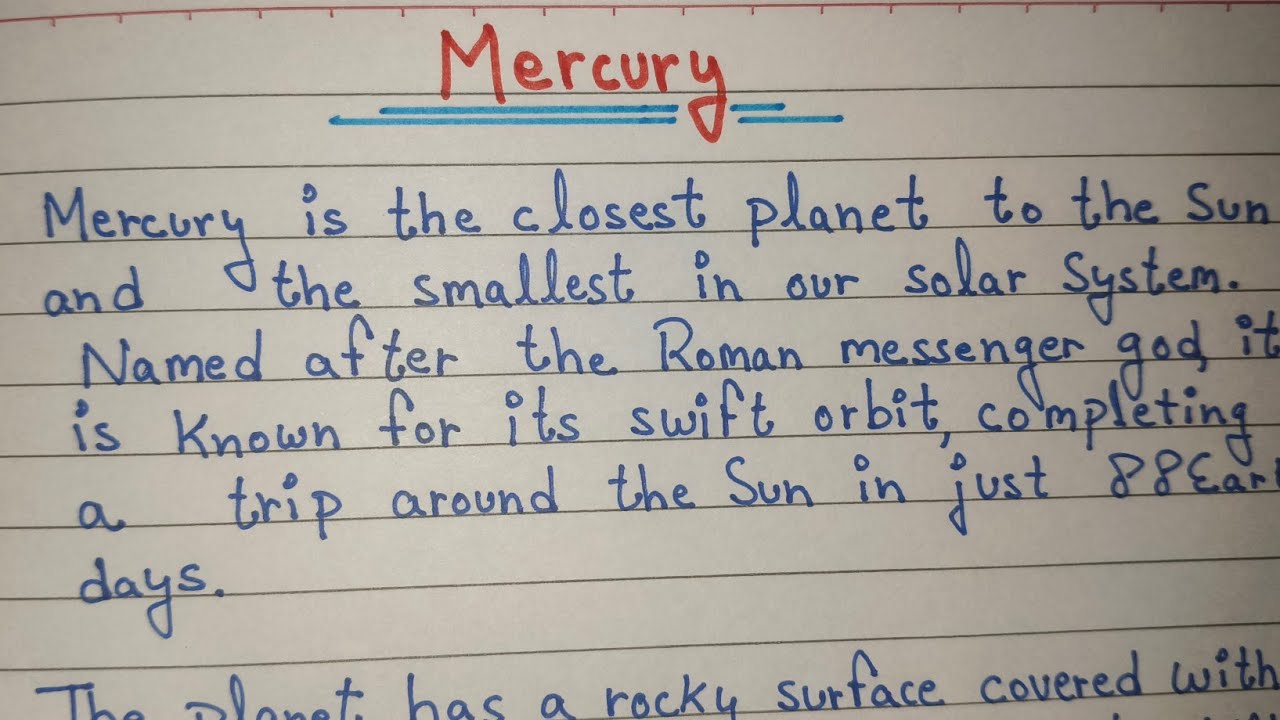 Short Note On Planet Mercury | Mercury Planet | English - YouTube