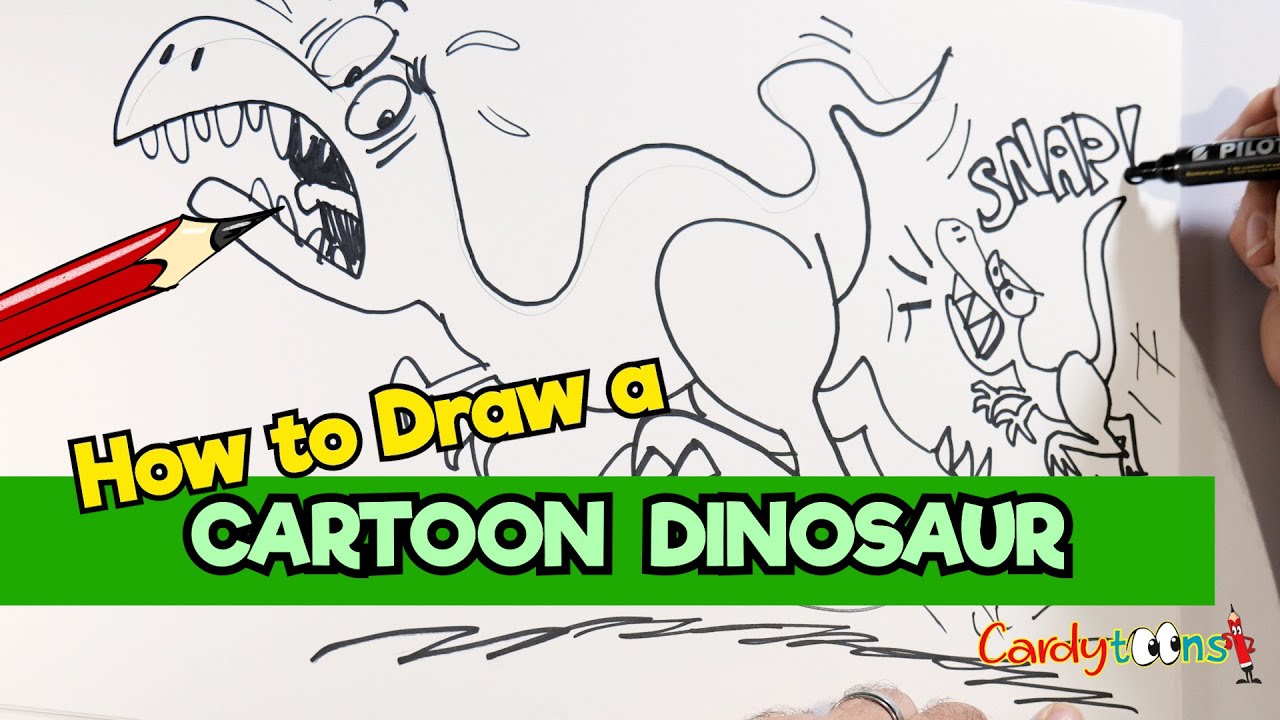 How to draw a Cartoon T-Rex Dinosaur - YouTube