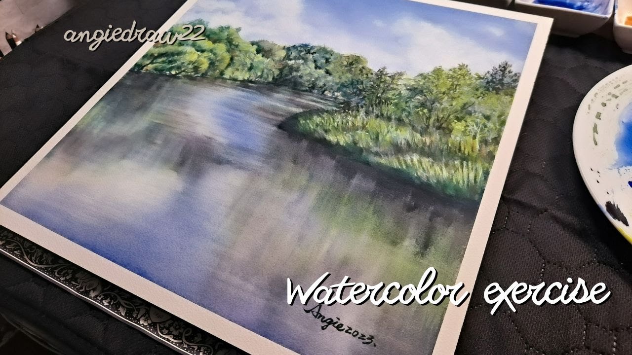watercolor painting process-How to draw The reflection of the lake ...
