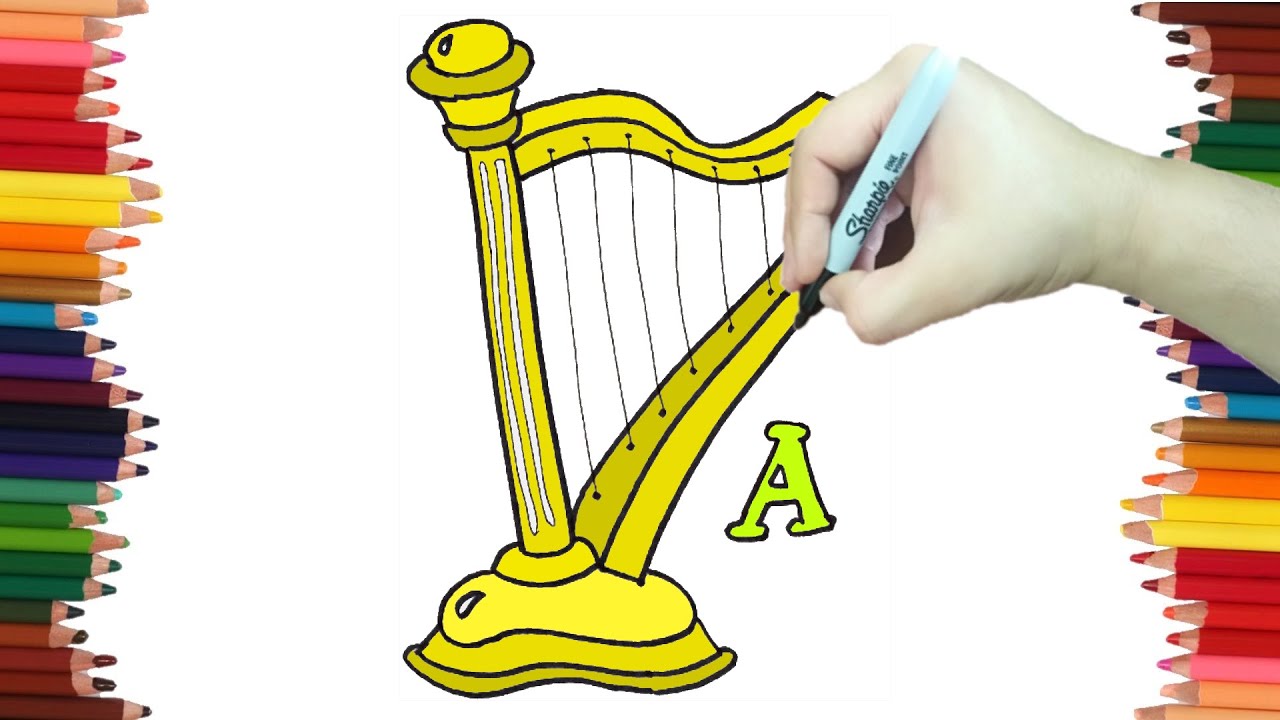 How to make a draw easily for the word HARP Step by Step - YouTube