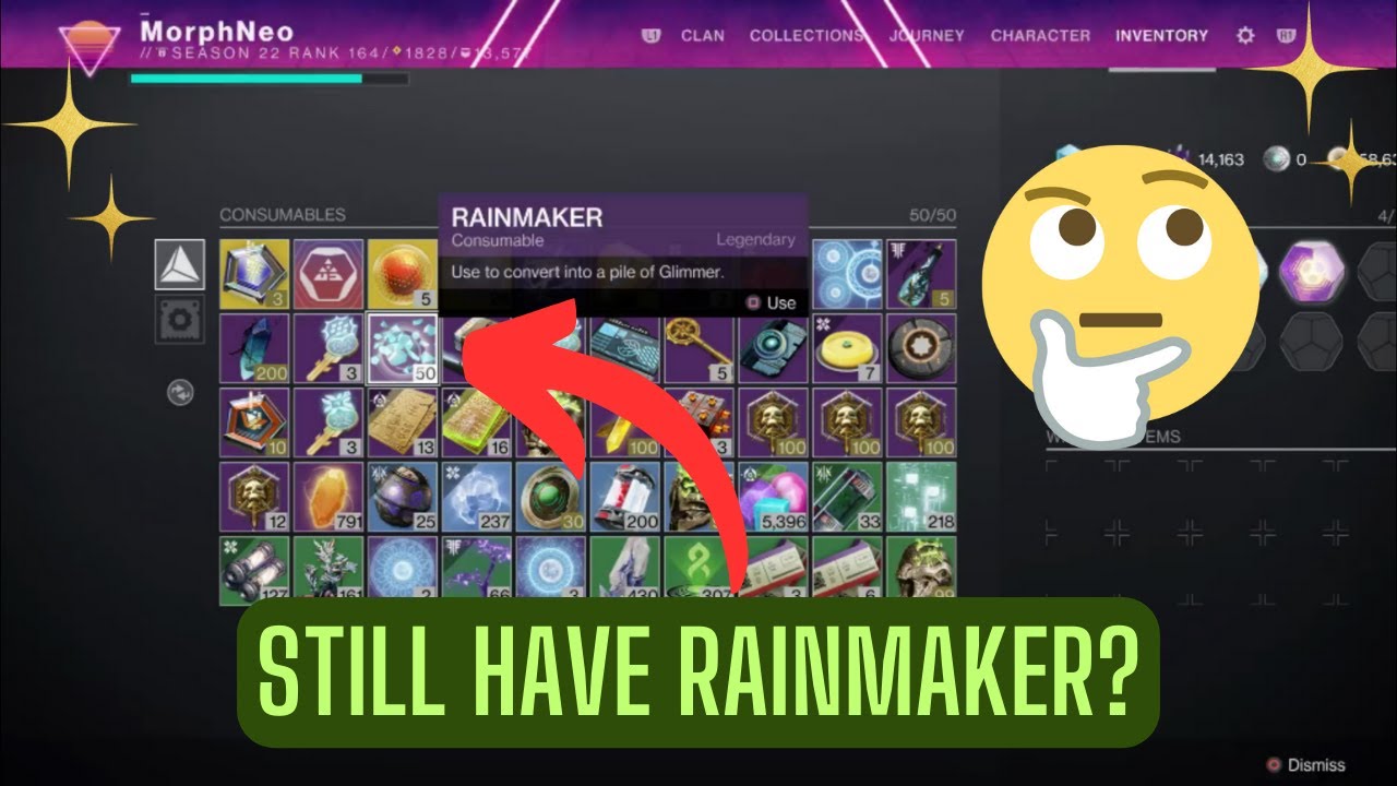 What to do with Rainmaker Consumable? - Turn your Rainmaker into Glimmer - Destiny 2 - YouTube